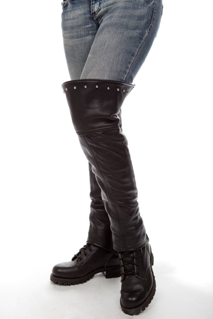 Studded! Thigh High Half Chaps | Lissa Hill Leather
